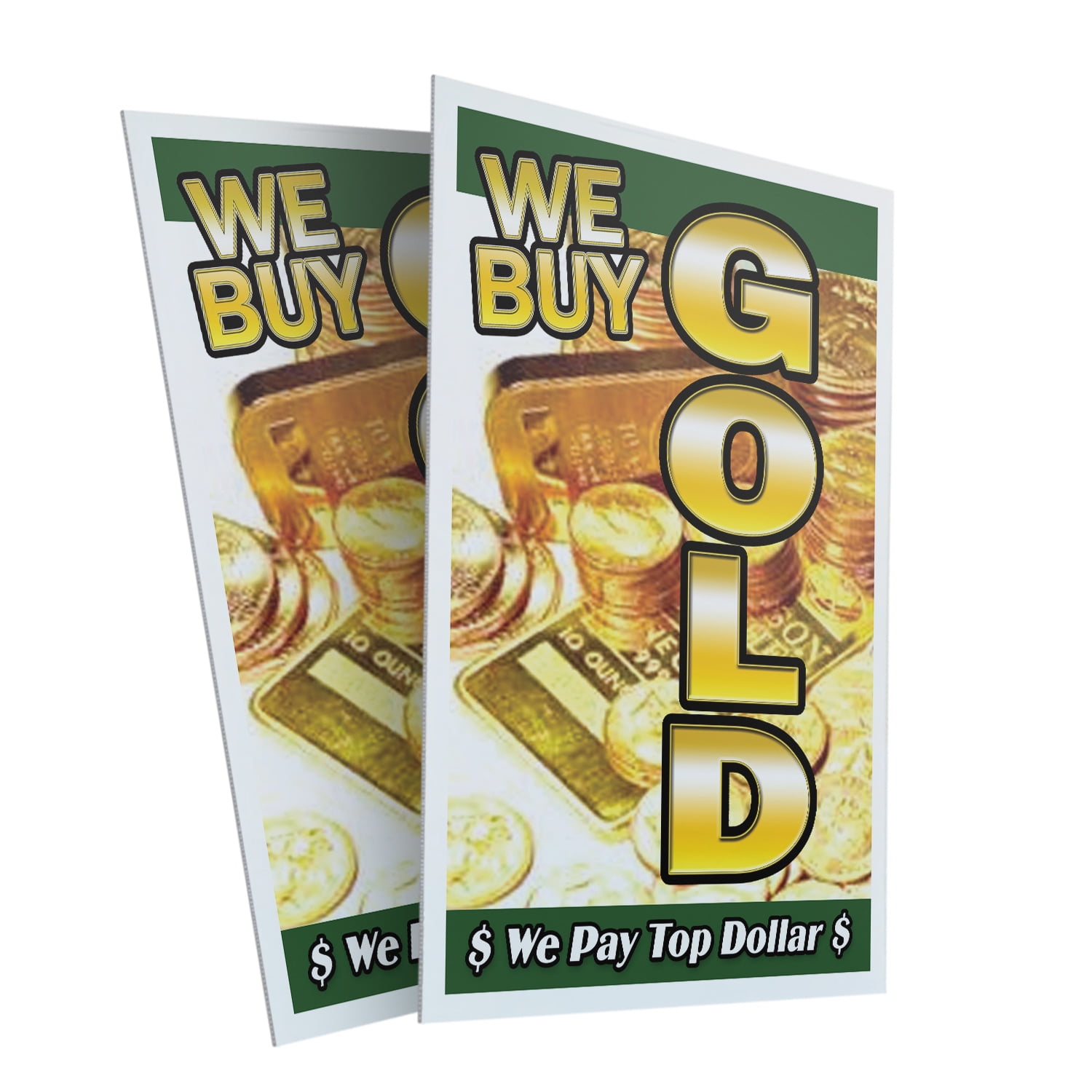 We Buy Gold 1 Vertical (2-PACK) 24" x 36" Plastic Signs | Sign Insert ...