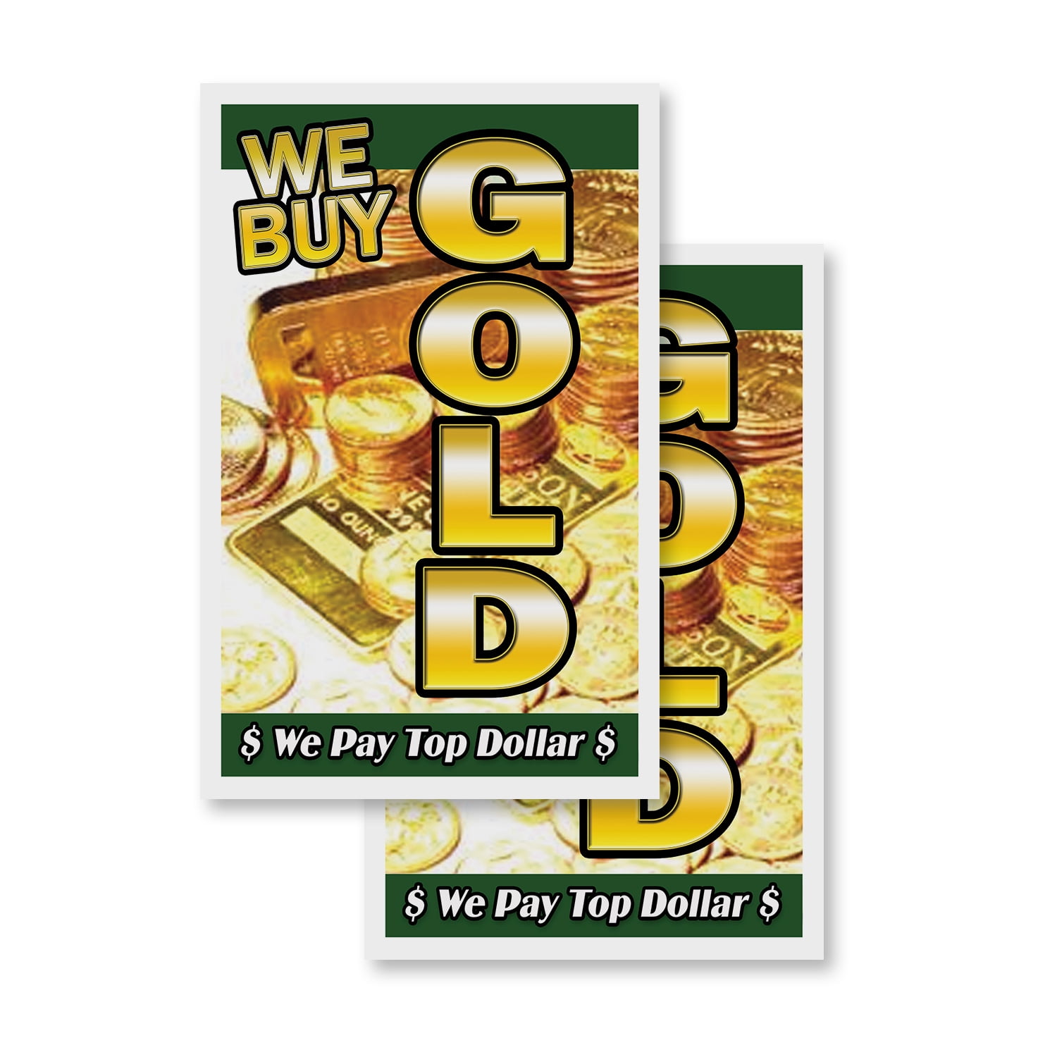 We Buy Gold 1 Vertical (2-PACK) 24" x 36" Vinyl Decals | Sign Insert ...