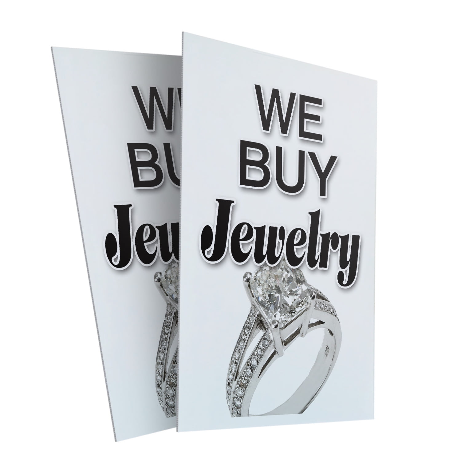 We Buy Jewelry (2-PACK) 24" x 36" Plastic Signs | Sign Insert 4mm ...