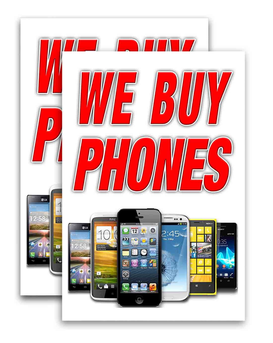 We Buy Phones (24" X 36") Vinyl Decal Only (Pack of 2) |Sign|Sticker ...