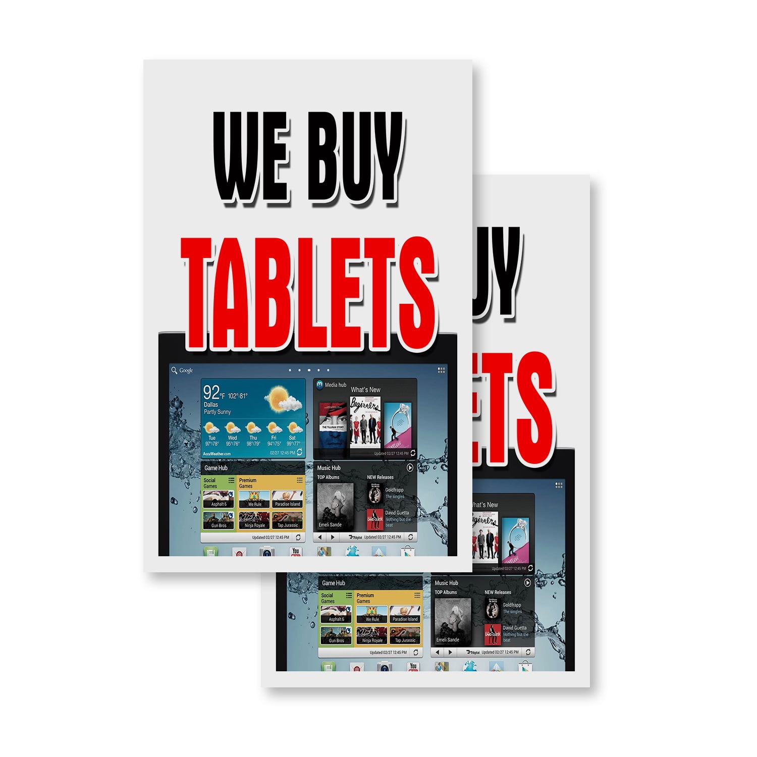 We Buy Tablets (2-PACK) 24" x 36" Vinyl Decals | Sign Insert Peel ...
