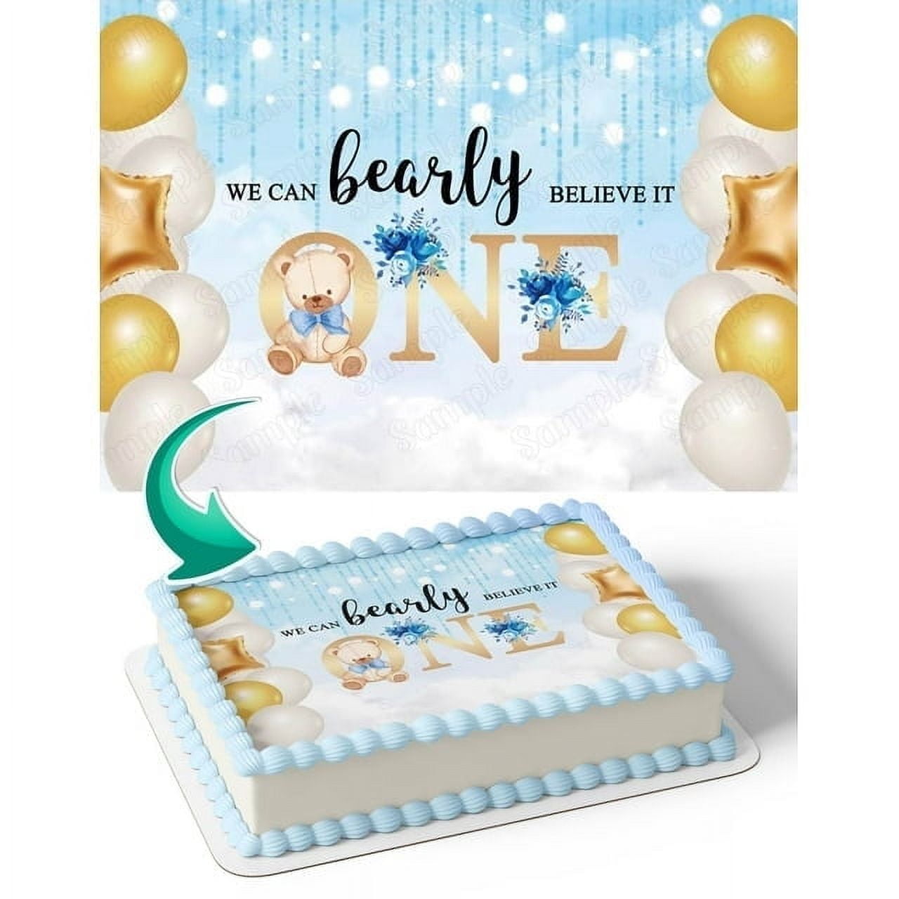 We Can Bearly Believe It One Year Baby Boy Edible Image Cake Topper For ...