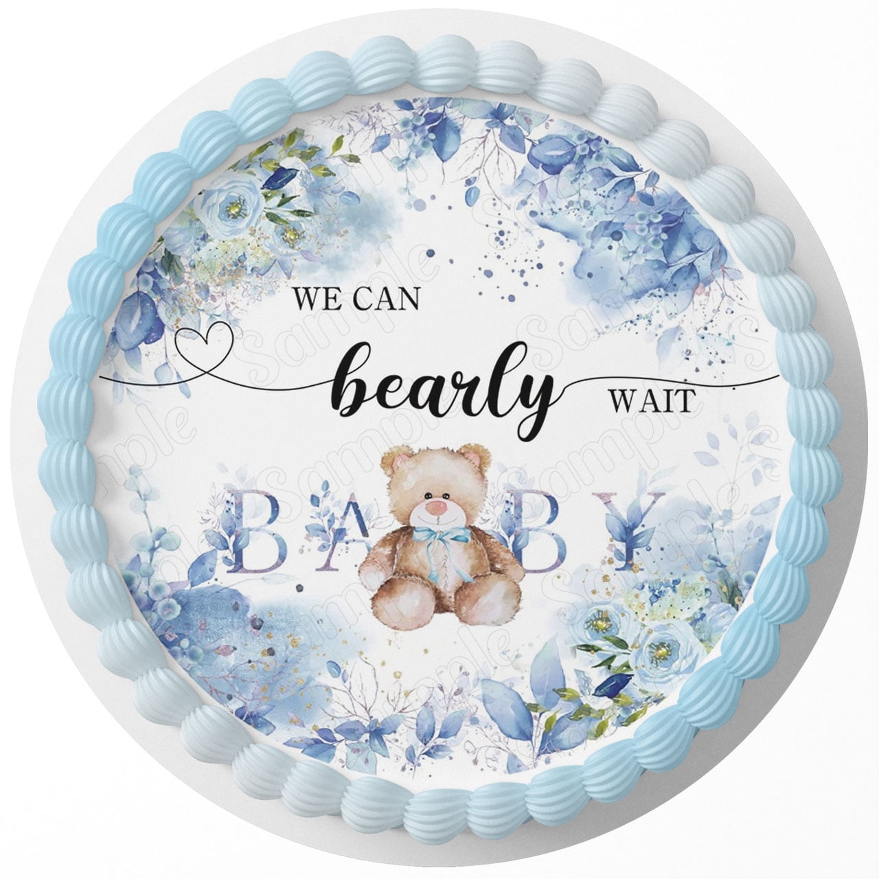 We Can Bearly Wait Baby Boy Edible Cake Image Topper Birthday Photo ...