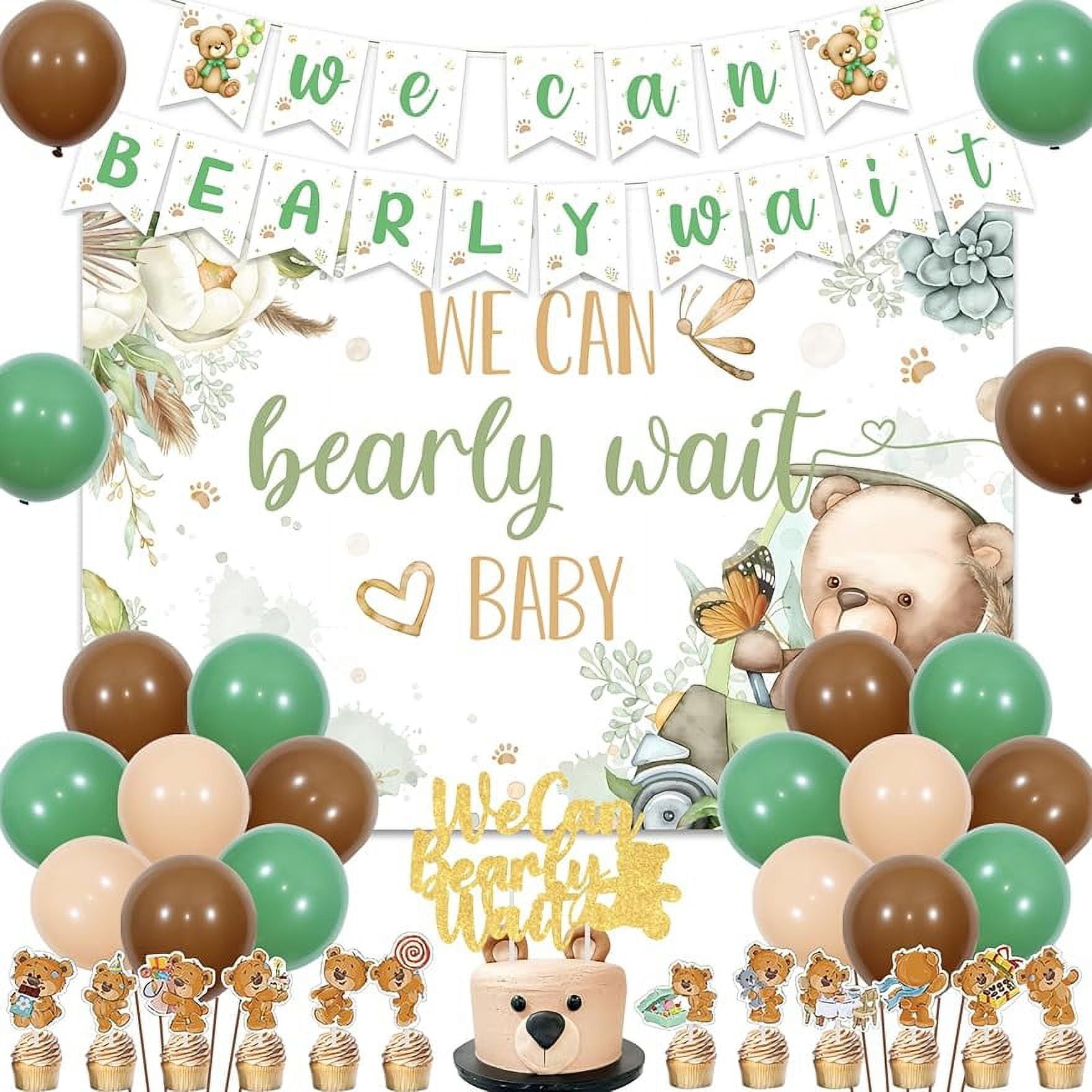 We Can Bearly Wait Baby Shower Decorations Sage Green Bear Baby Shower ...