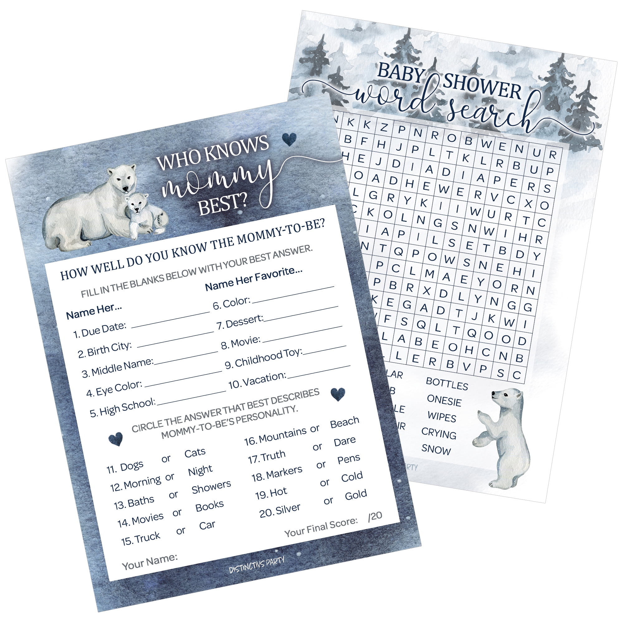 We Can Bearly Wait Winter Baby Shower - Who Knows Mommy Best and Word ...