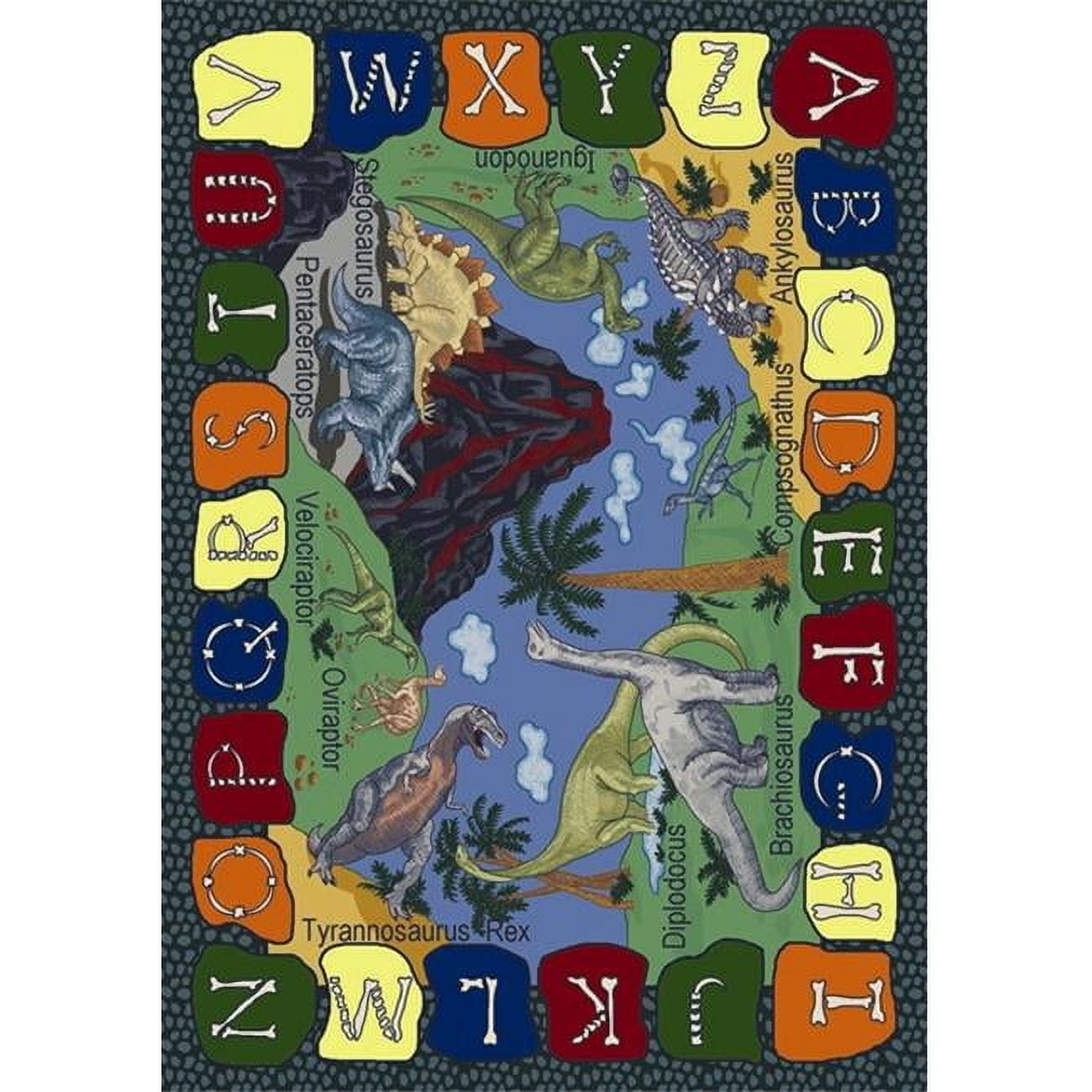 We Dig Dinosaurs Educational Rug - WearOn Nylon Machine Tufted Cut Pile ...