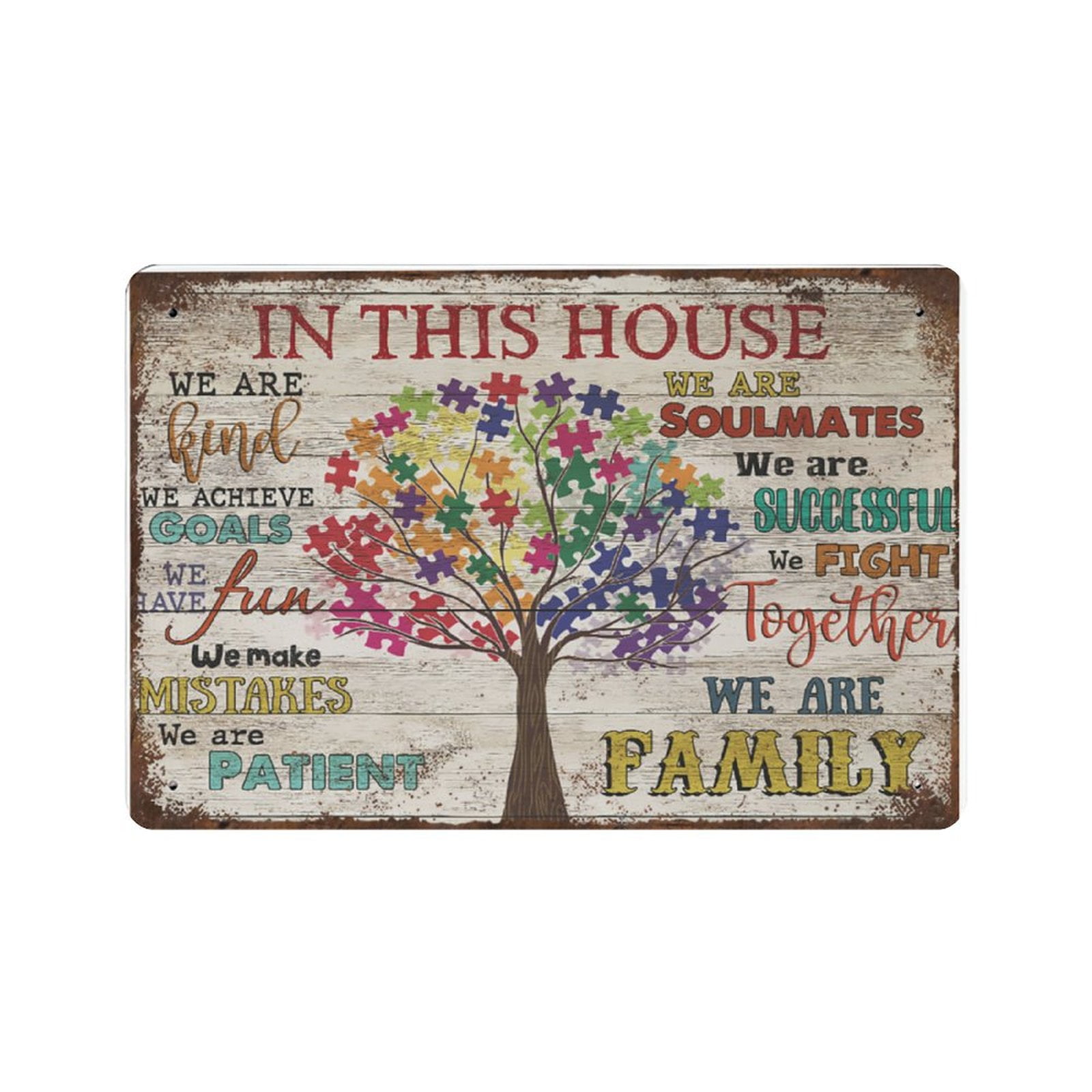 We Do Autism tin sign, Autism Puzzle Pieces Tree, Autism Awareness ...