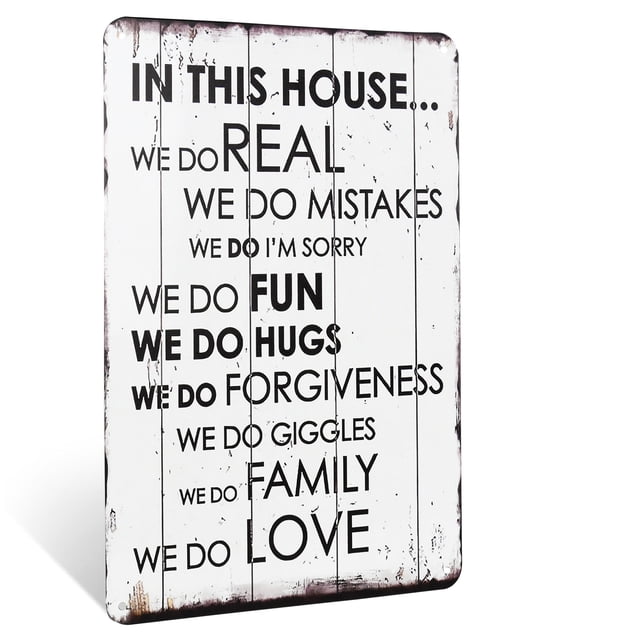 We Do Family Hugs In This House Rules Metal Sign Primitive Farmhouse ...