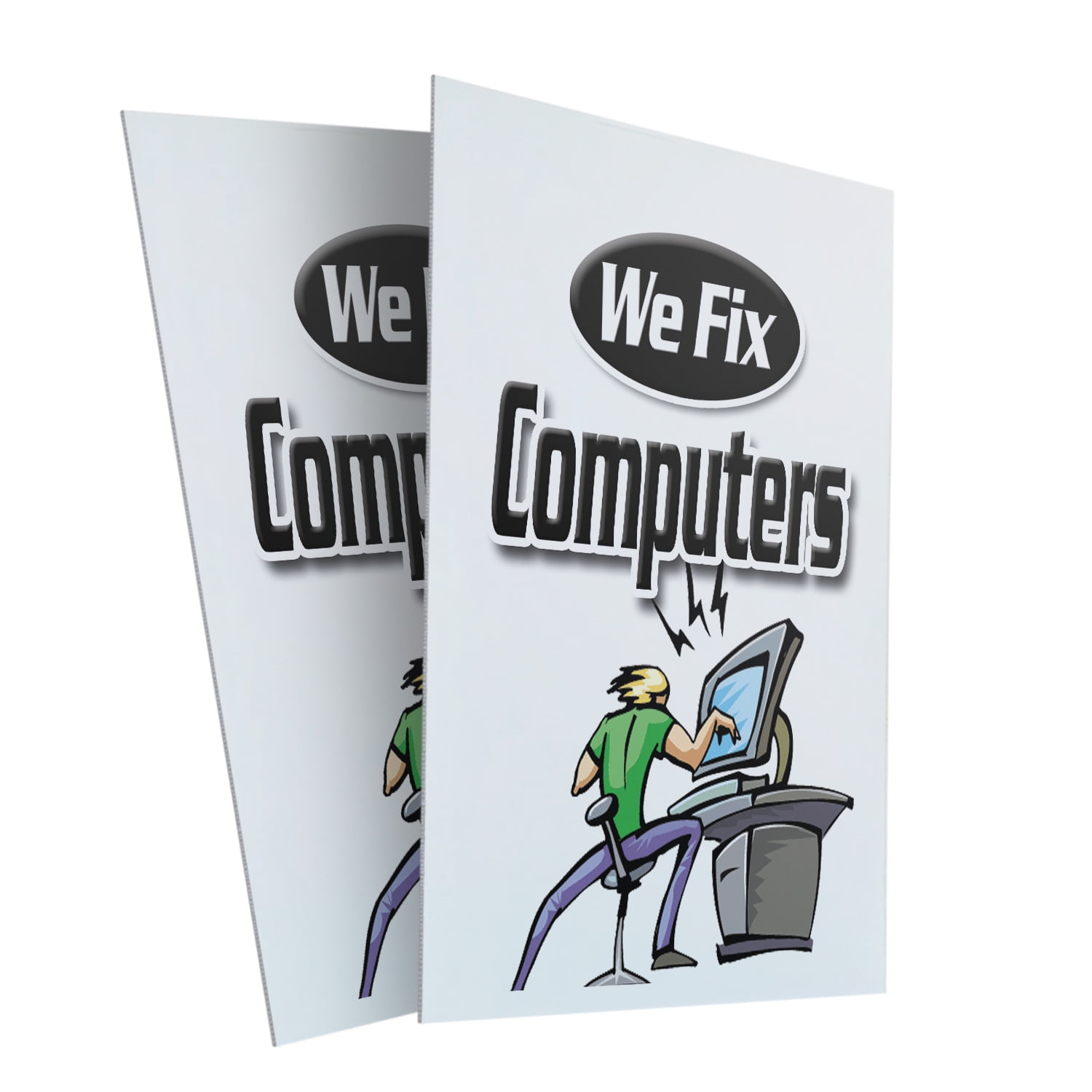 We Fix Computers (2-PACK) 24" x 36" Plastic Signs | Sign Insert 4mm ...