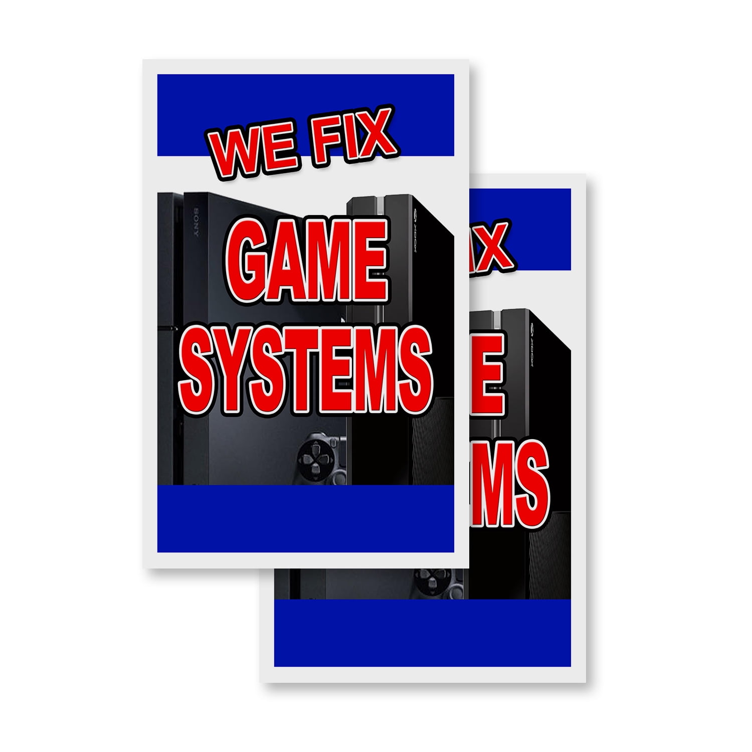 We Fix Game Systems (2-PACK) 24" x 36" Vinyl Decals | Sign Insert Peel ...