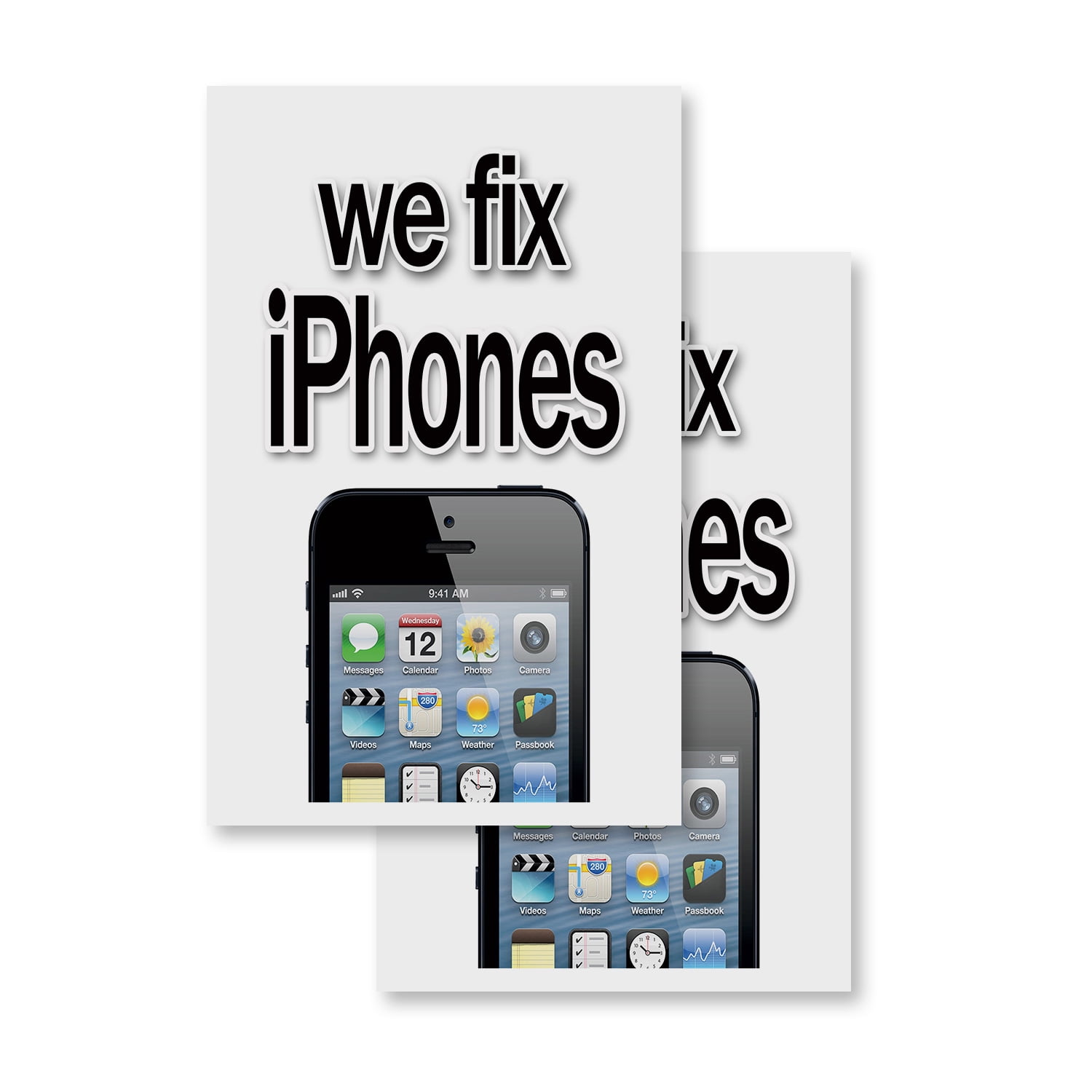 We Fix Iphones (2-PACK) 24" x 36" Vinyl Decals | Sign Insert Peel ...