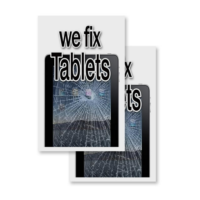 We Fix Tablets (2-PACK) 24" x 36" Vinyl Decals | Sign Insert Peel ...
