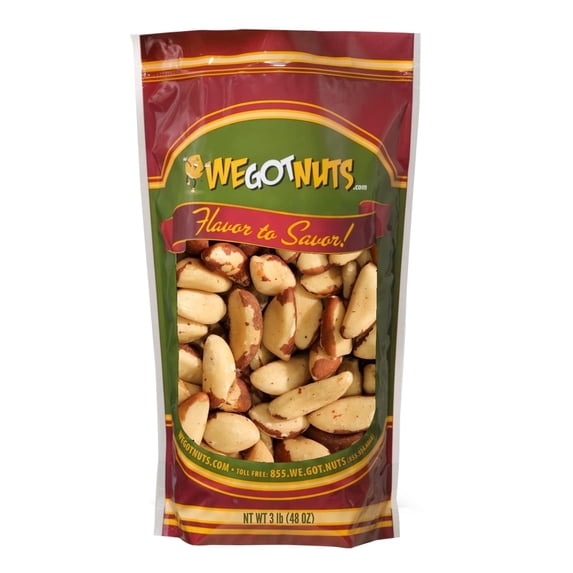 Free Shipping! We Got Nuts Raw Whole Brazil Nuts 3 lb Unsalted Shelled ...