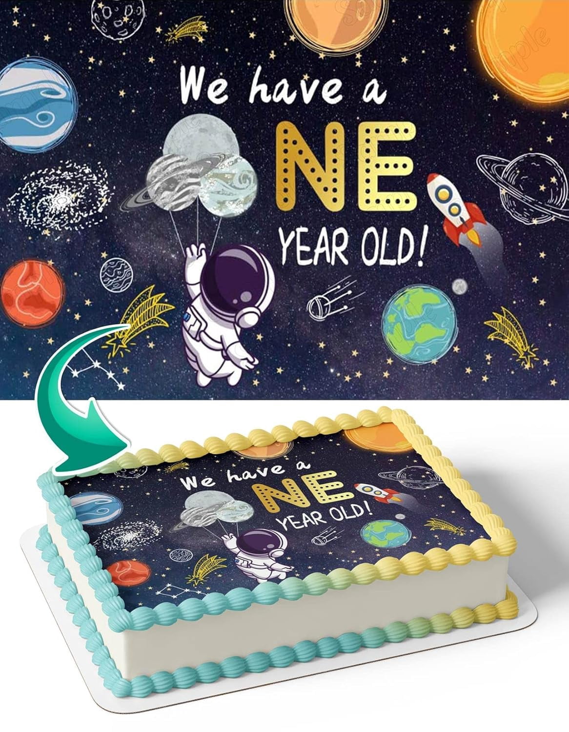 We Have A One Year Old Spaceman Planets Space Edible Cake Image Topper ...