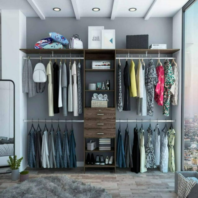 We Have Furniture Closet System Pittsburg, Four Hanging Rods, Dark ...