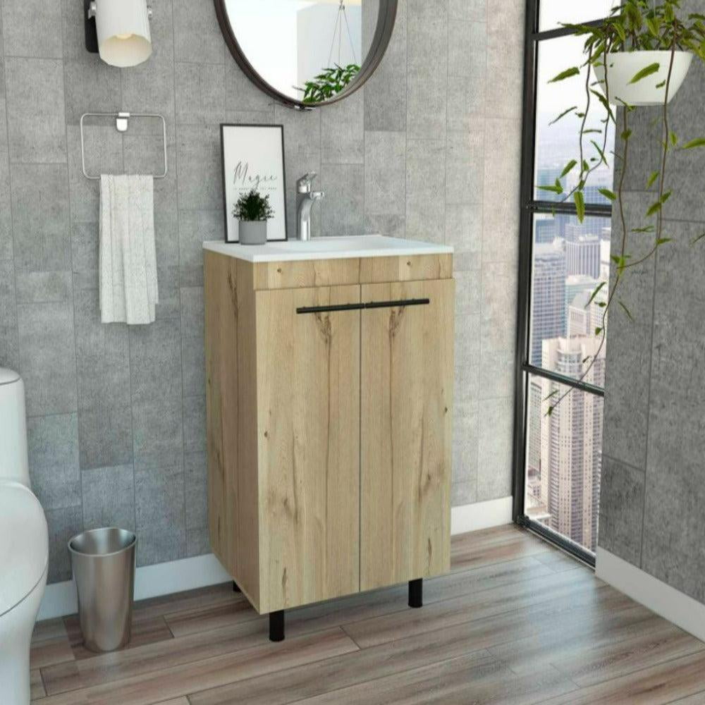 We Have Furniture Floor Cabinet Oxnard, Double Door, Light Oak Finish ...