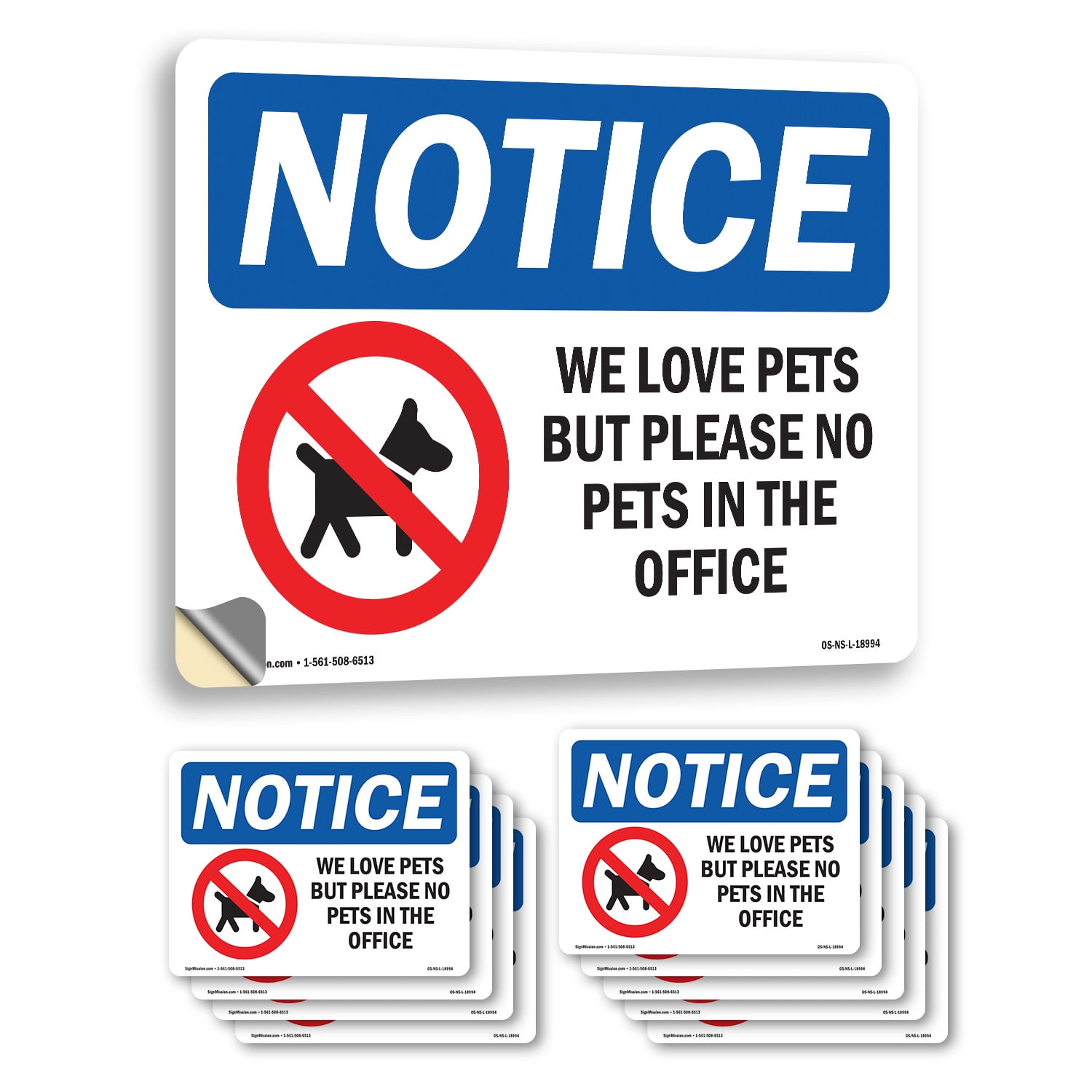 We Love Pets But Please No Pets With Symbol OSHA Notice Vinyl Decal ...