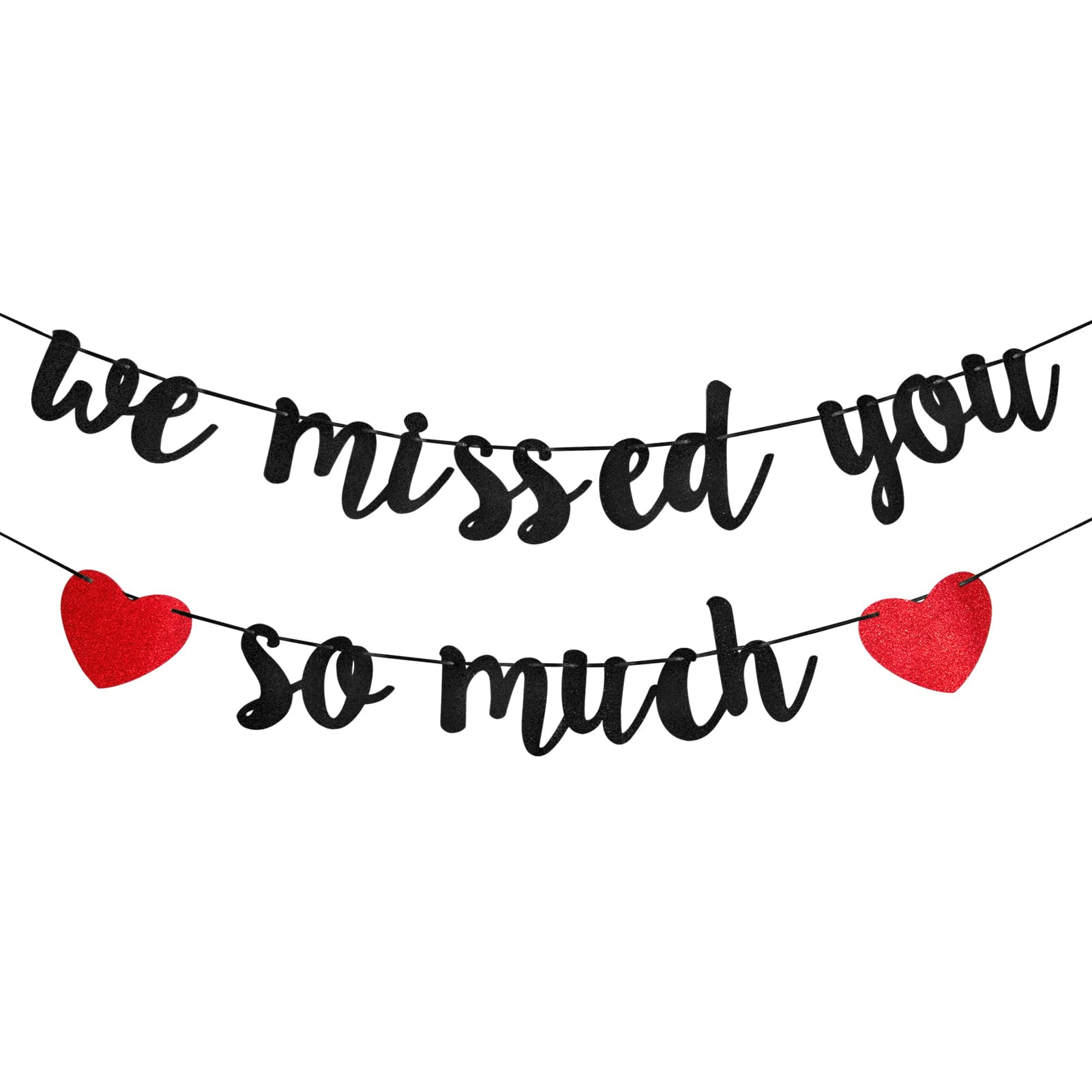 We Missed You So Much Banner - Black Glitter Welcome Back Home ...