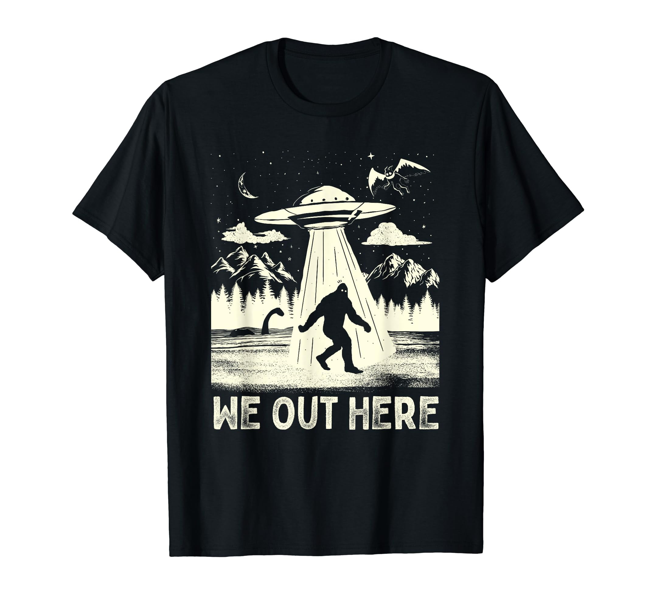 We Out Here Funny Bigfoot Mothman Cryptid UFO Abduction Vintage Mystery ...