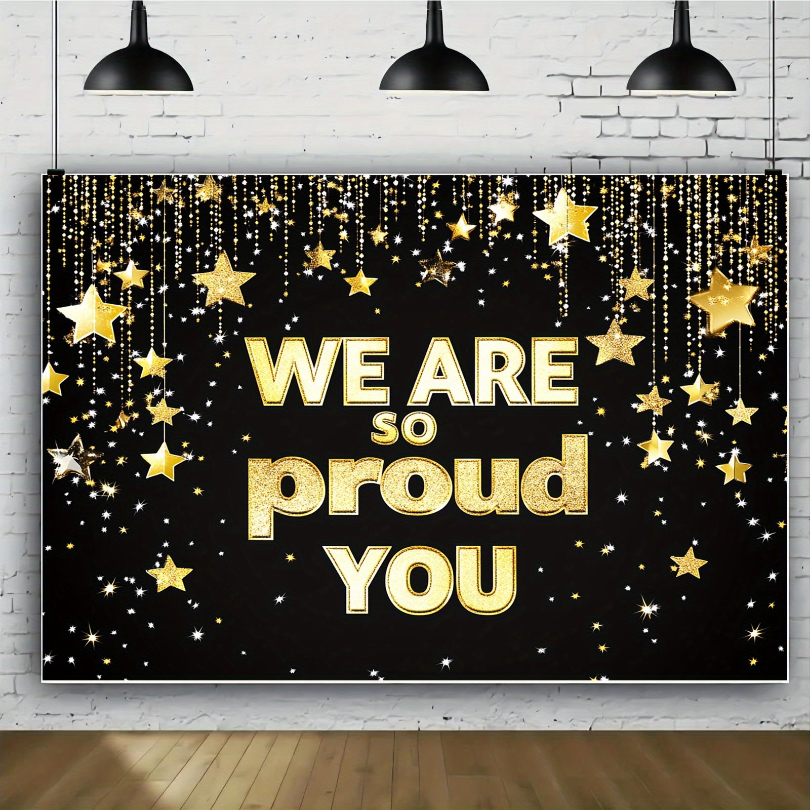 "We Are So Proud of You" Graduation Backdrop, Black and Golden ...