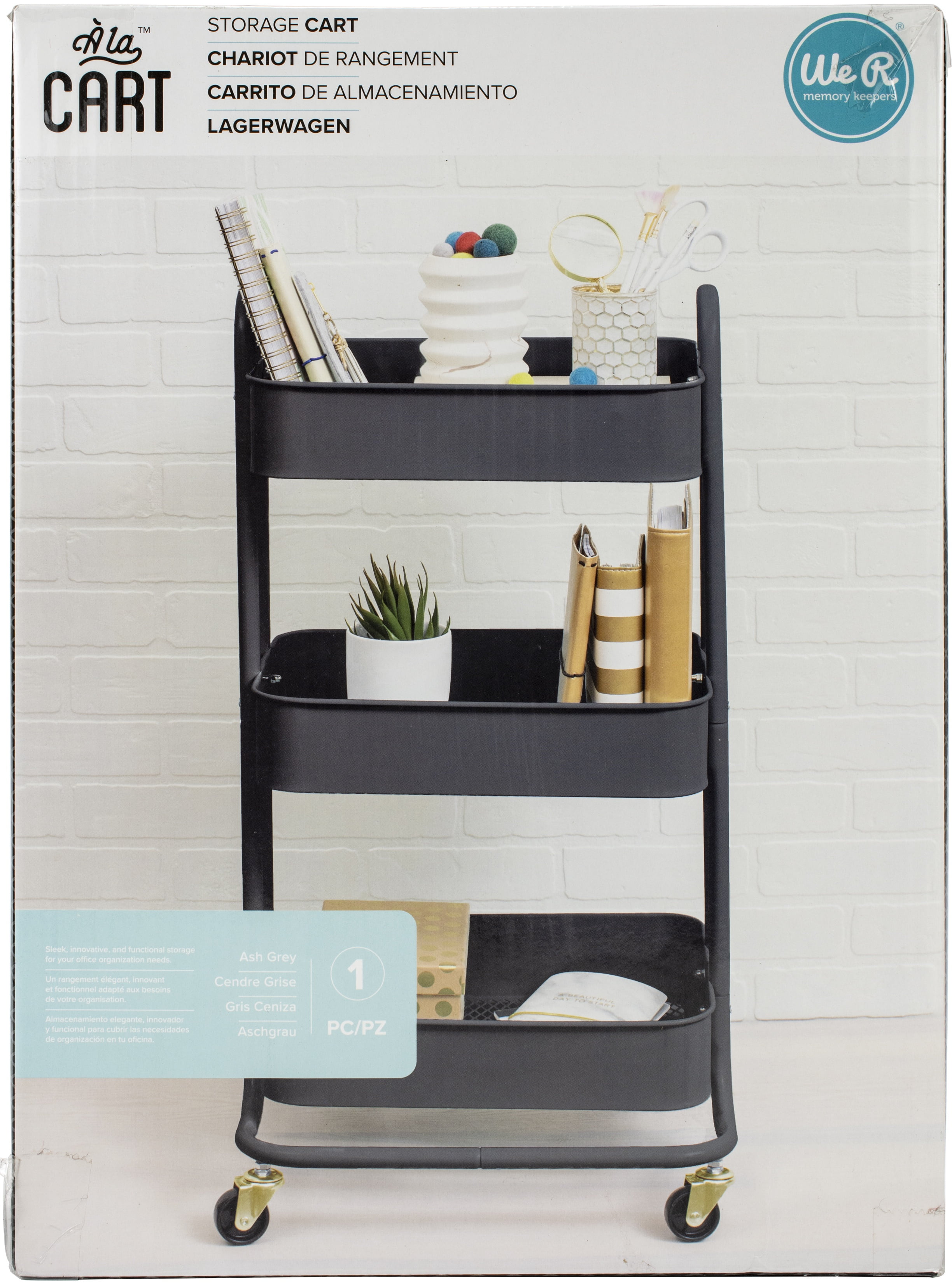 We R Memory Keepers A La Cart Storage Cart With Handles-Burnt Ash ...