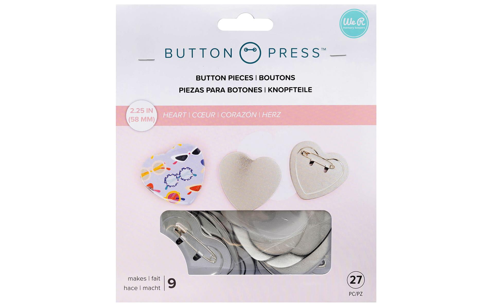 We R Memory Keepers Button Press Refill Pack Kit-Heart - Makes 9 Pins ...