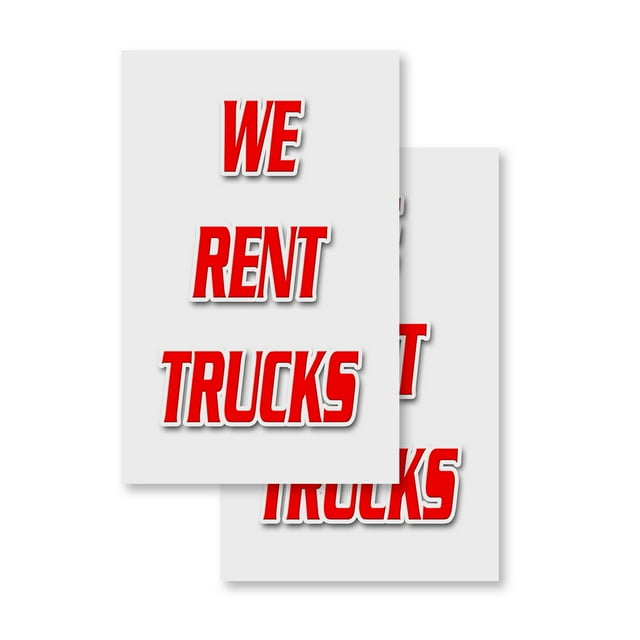 We Rent Trucks (2-PACK) 24" x 36" Vinyl Decals | Sign Insert Peel ...