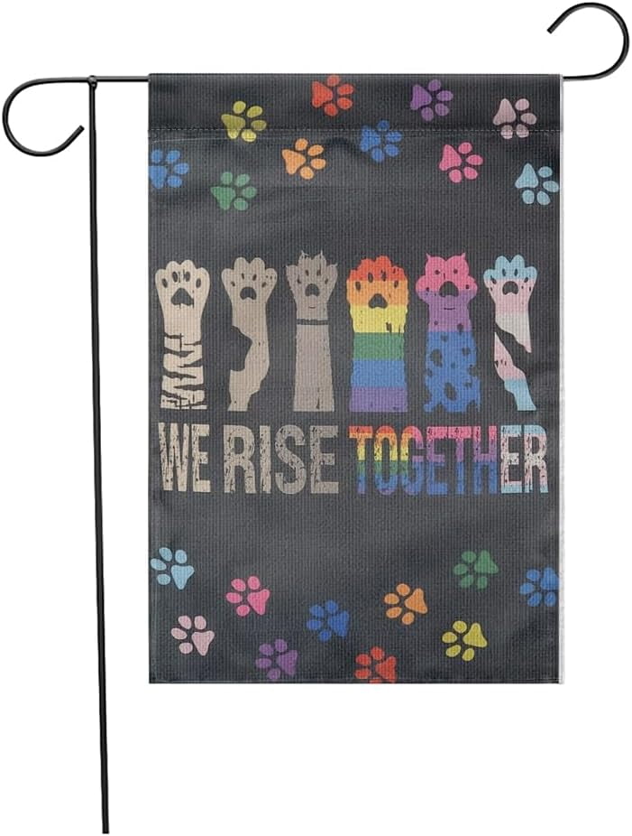 We Rise Together Cat Paw Garden Flag 12x18 Inch Polyester Double Side ...