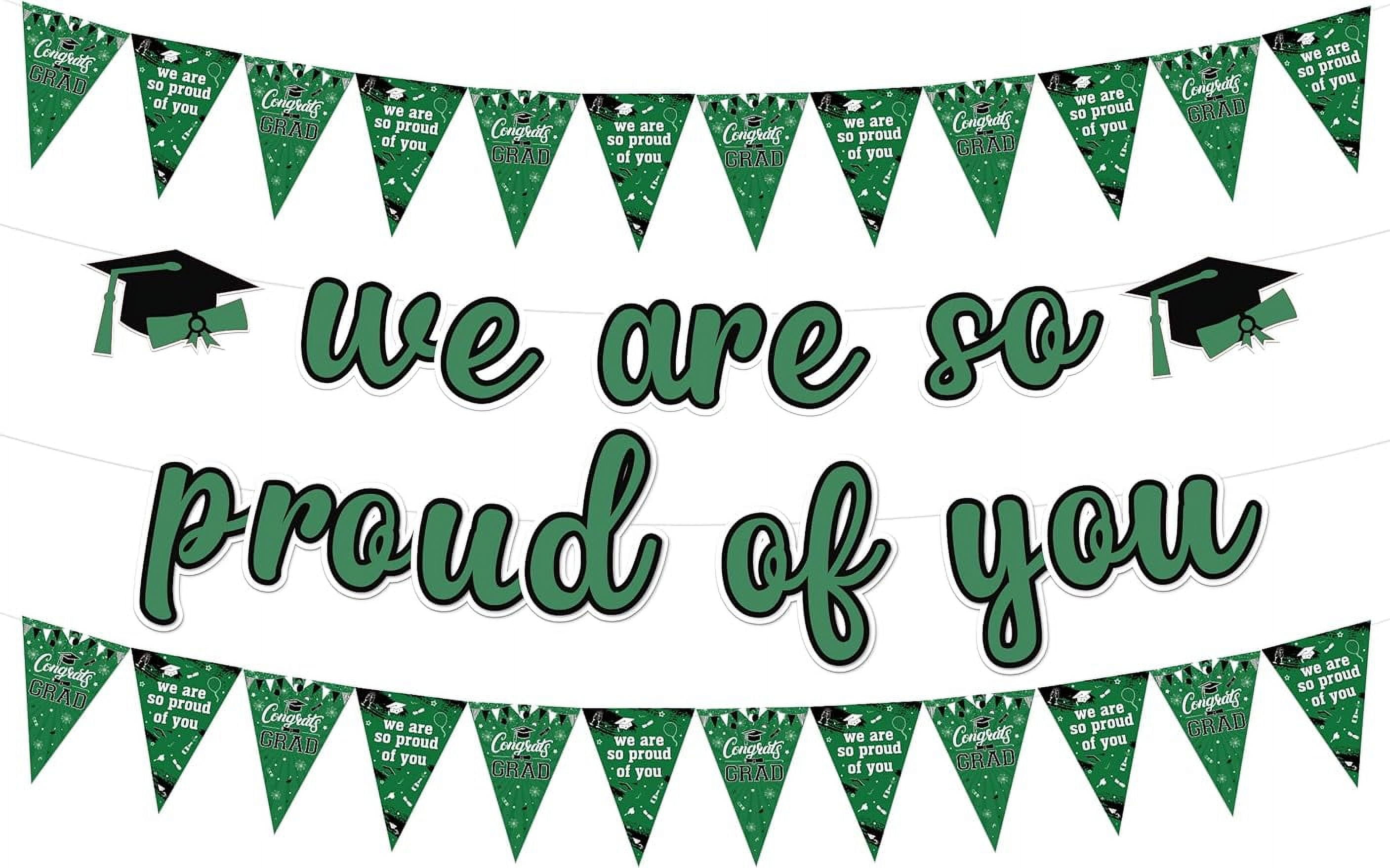 We are So Proud of You Banner, Green Black Graduation Pennant Banner ...