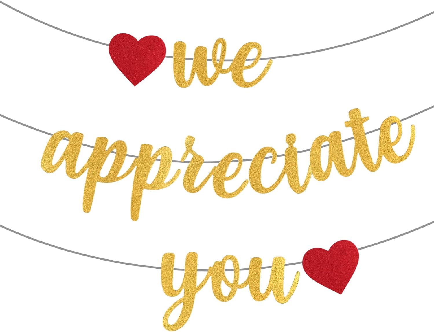 We Thank You Banner, 10ft Glitter Thank You Background Red Heart Thank ...