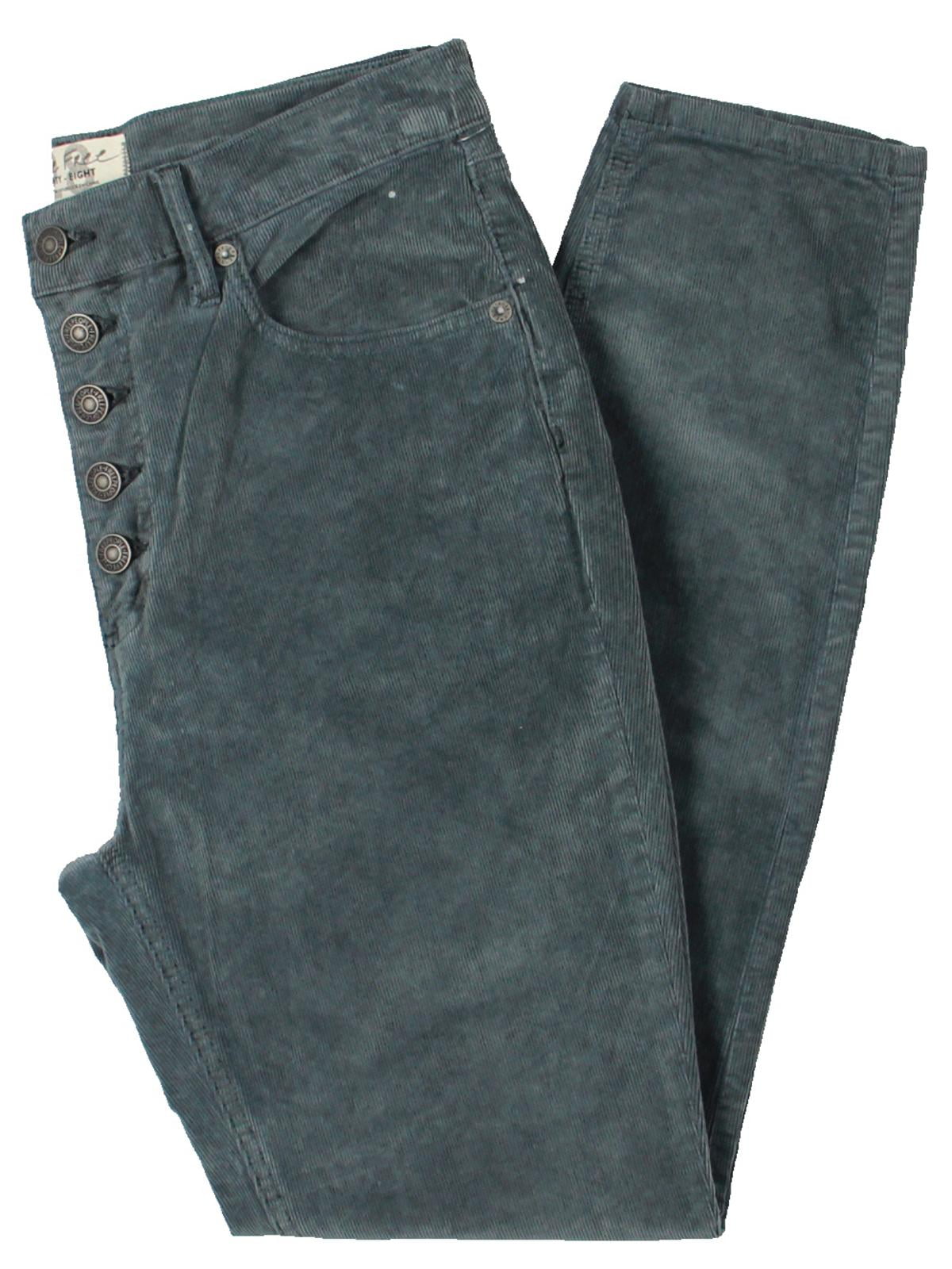 Free People Women's Sun Chaser Crop Skinny Corduroy Pants Blue Size 29 ...
