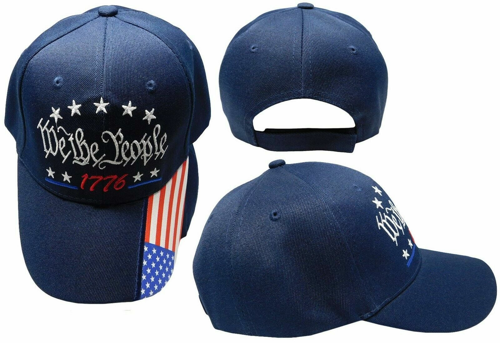 We The People 1776 Navy Blue USA Flag On Bill Adjustable Embroidered ...
