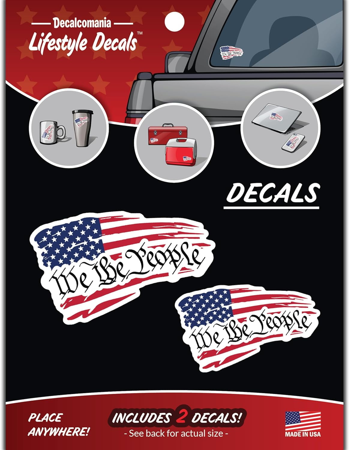 We The People Car Decals - Set of 2 Red White Blue Tattered American ...
