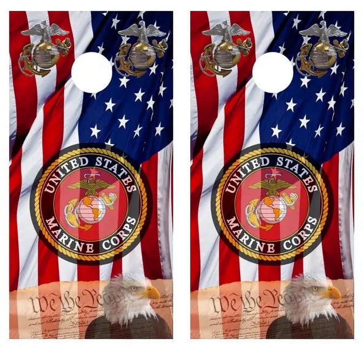 We The People/ Marine Corps American Flag Cornhole Board Wraps FREE ...