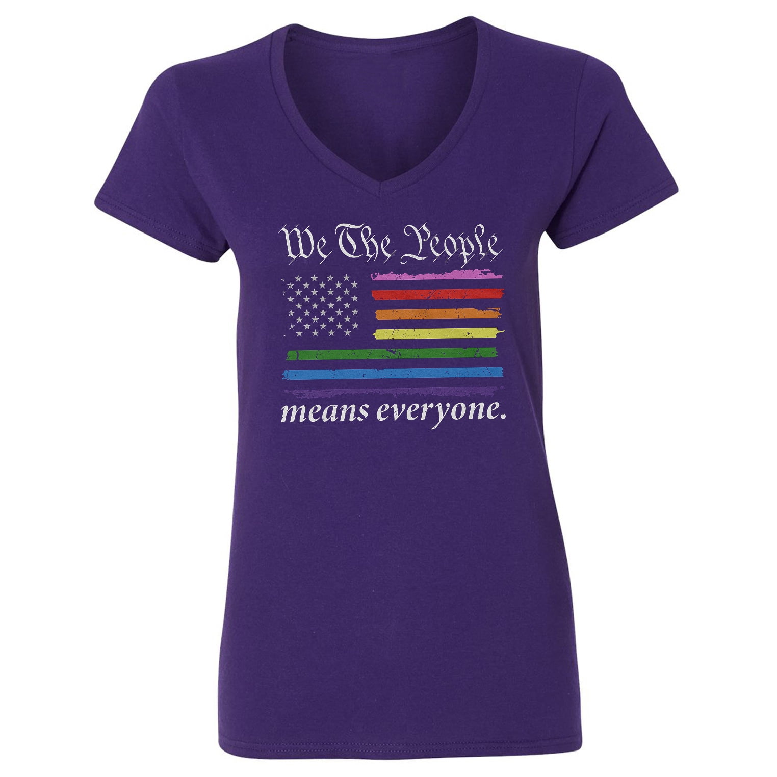 We The People Means Everyone – USA Flag LGBTQ Pride Ladies' V-Neck ...
