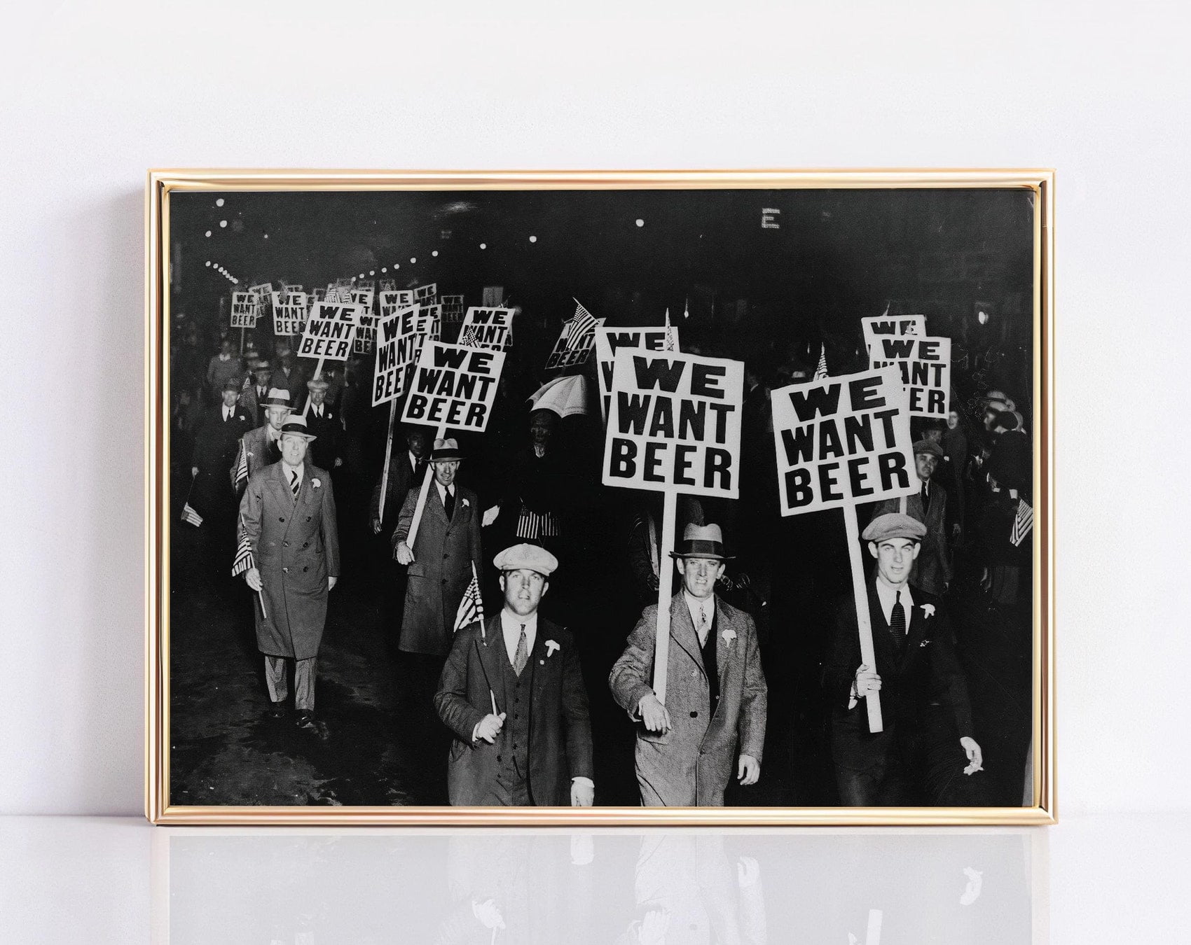 We Want Beer black and white poster, Beer Protest print, wall art bar ...