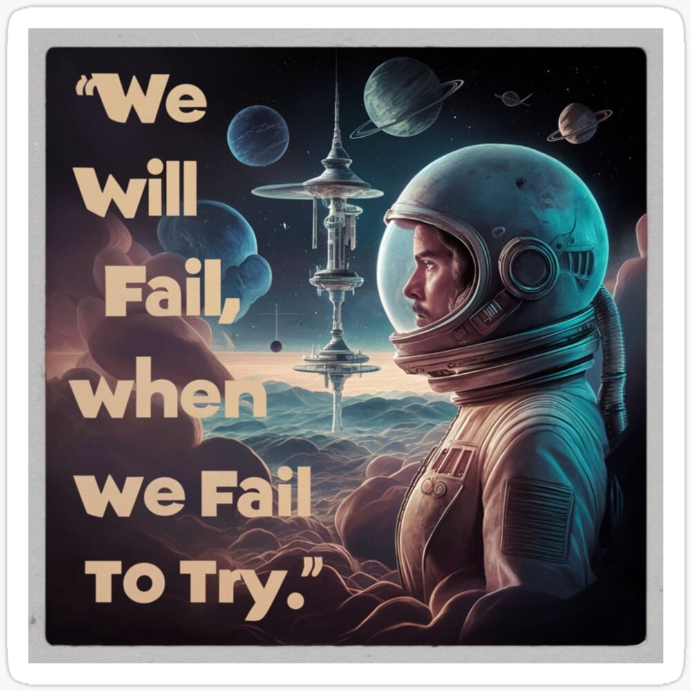 We Will Fail, When We Fail To Try Sticker Phone Decal Water Bottle ...