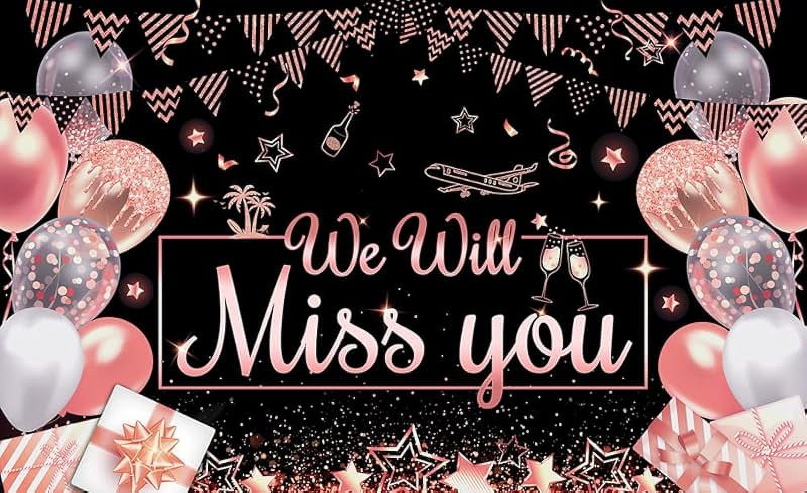 We Will Miss You Backdrop Banner Extra Large Rose Gold Going Away Retirement Party Decorations ...