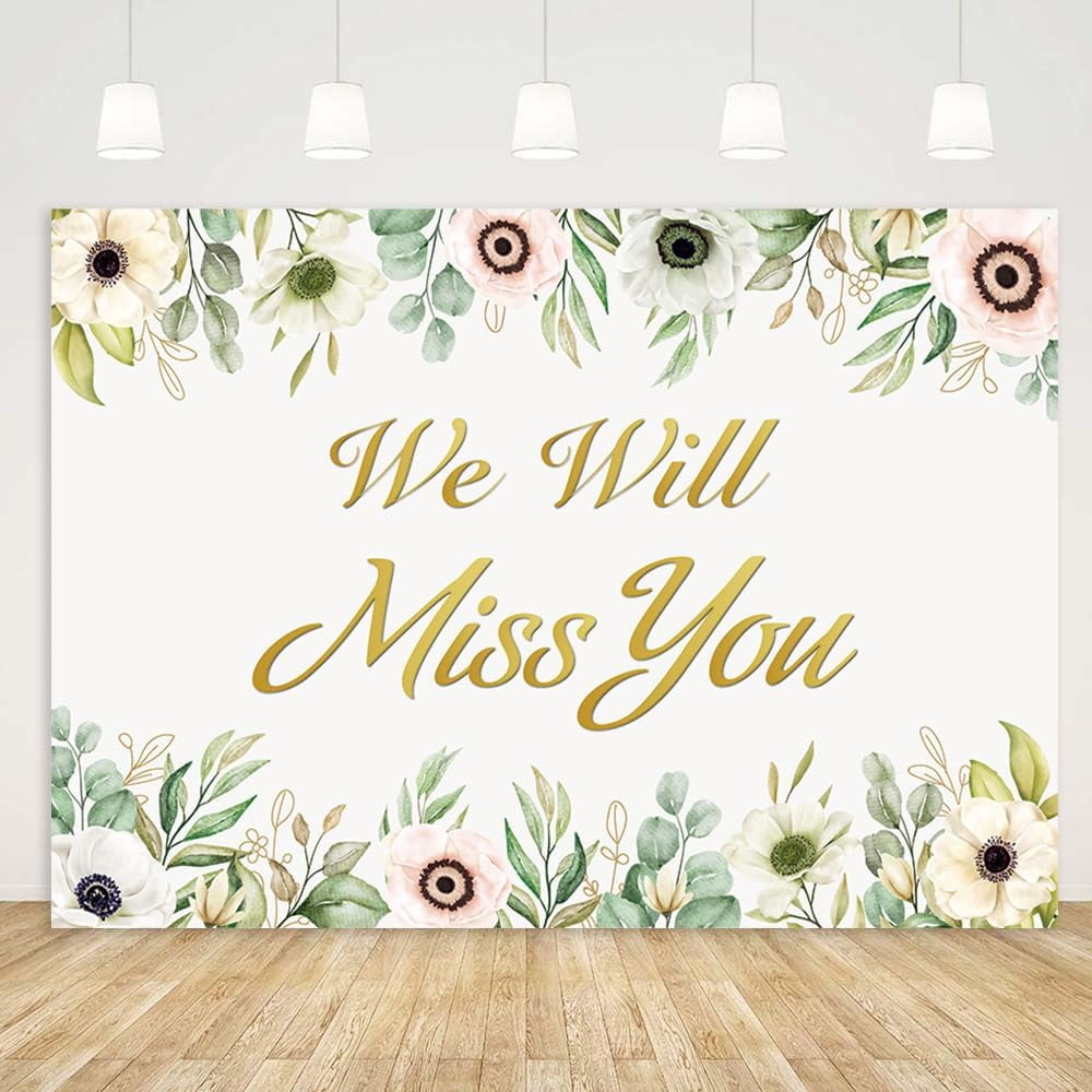 We Will Miss You Backdrop Banner,White Farewell Party Decorations,Pink ...