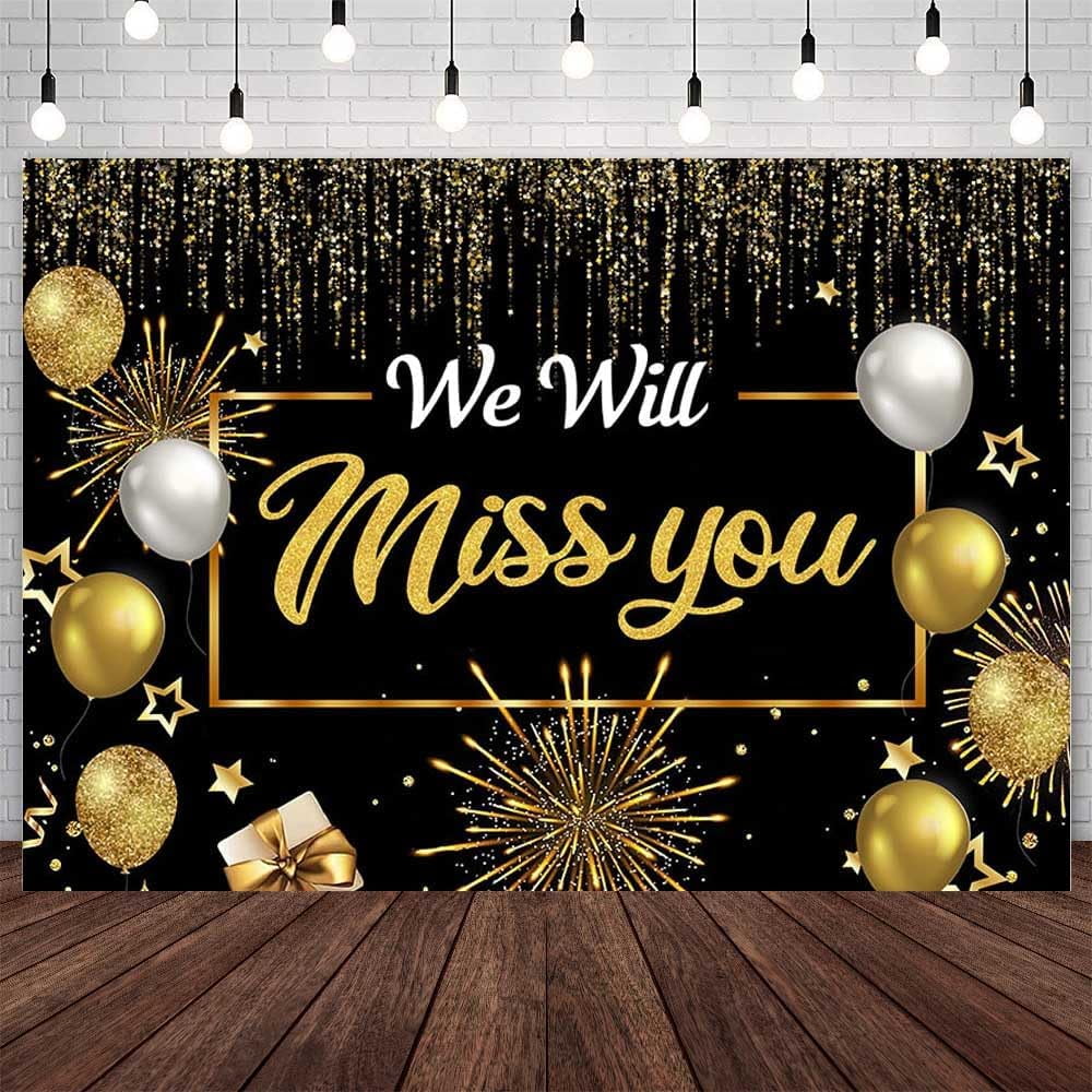 We Will Miss You Backdrop Congrats Retirement Going Away Farewell Photography Background Black ...