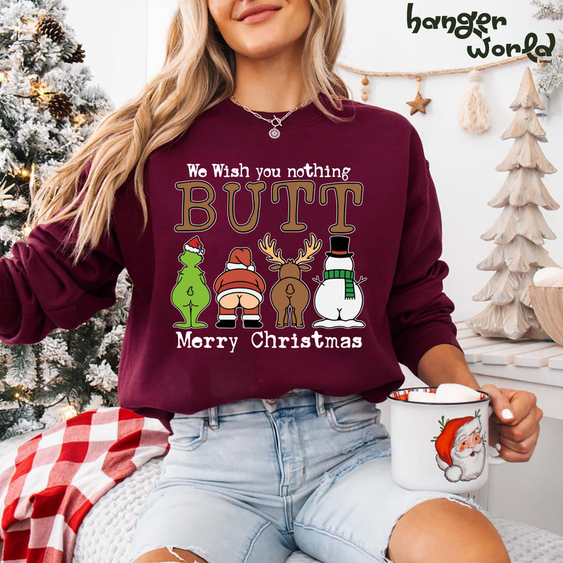 We Wish You Nothing Sweatshirt | Funny Grinch Christmas Pullover ...