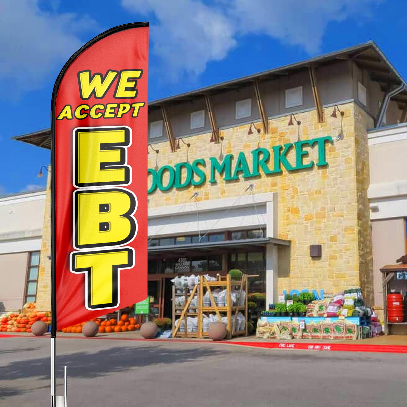 Qsum We Accept EBT Feather Flag, 8FT Durable Advertising Banner for ...