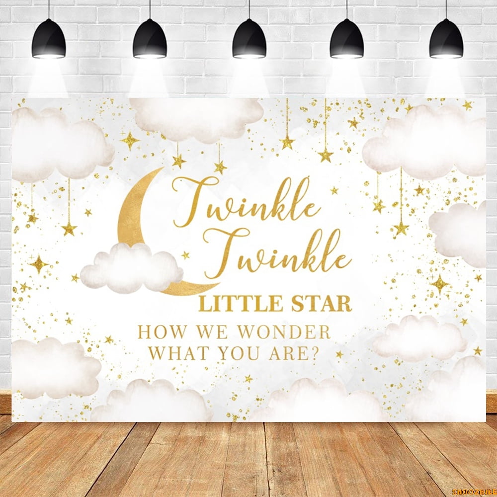 We are Over The Moon Baby Shower Backdrop Twinkle Clouds Birthday Party ...