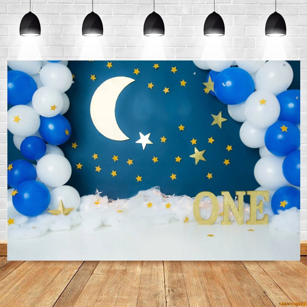 We are Over The Moon Baby Shower Backdrop Twinkle Clouds Birthday Party ...