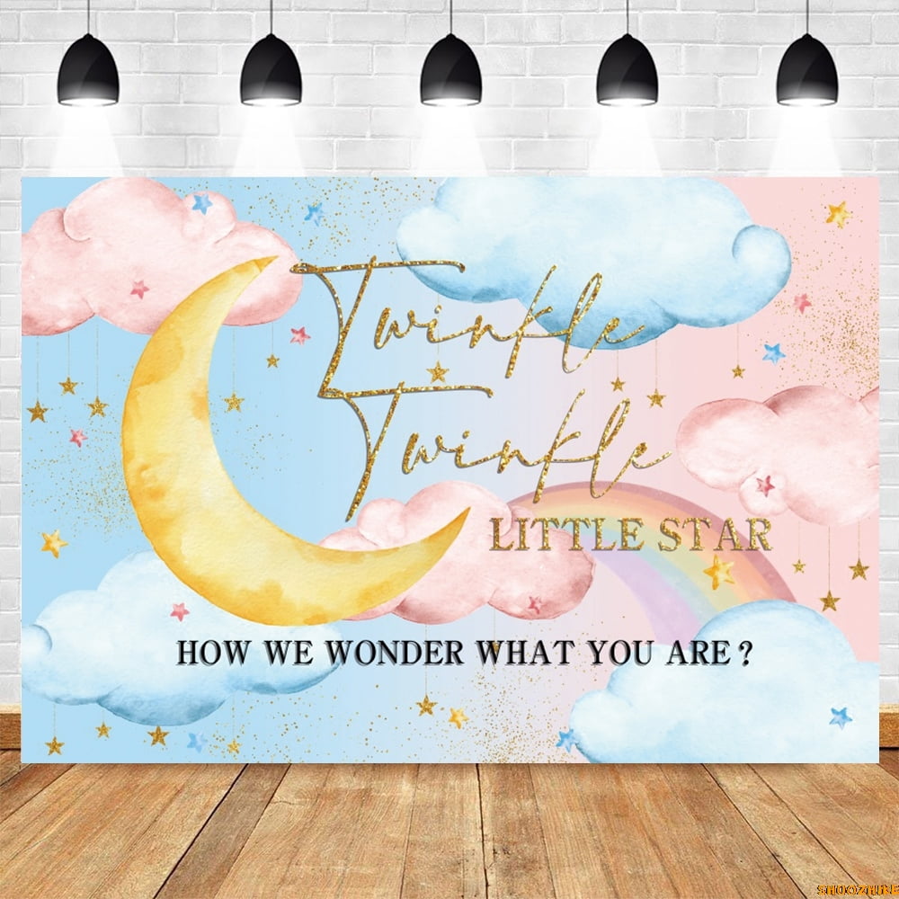 We are Over The Moon Baby Shower Backdrop Twinkle Clouds Birthday Party ...