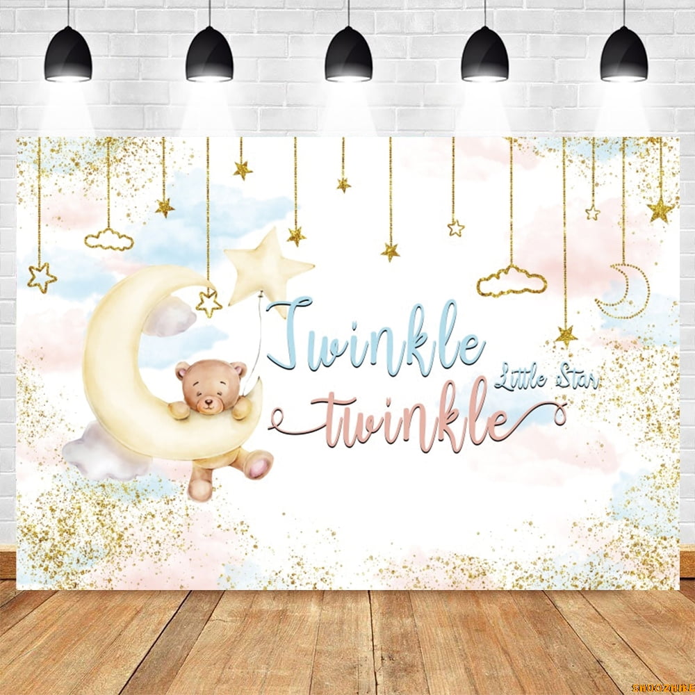 We are Over The Moon Baby Shower Backdrop Twinkle Clouds Birthday Party ...