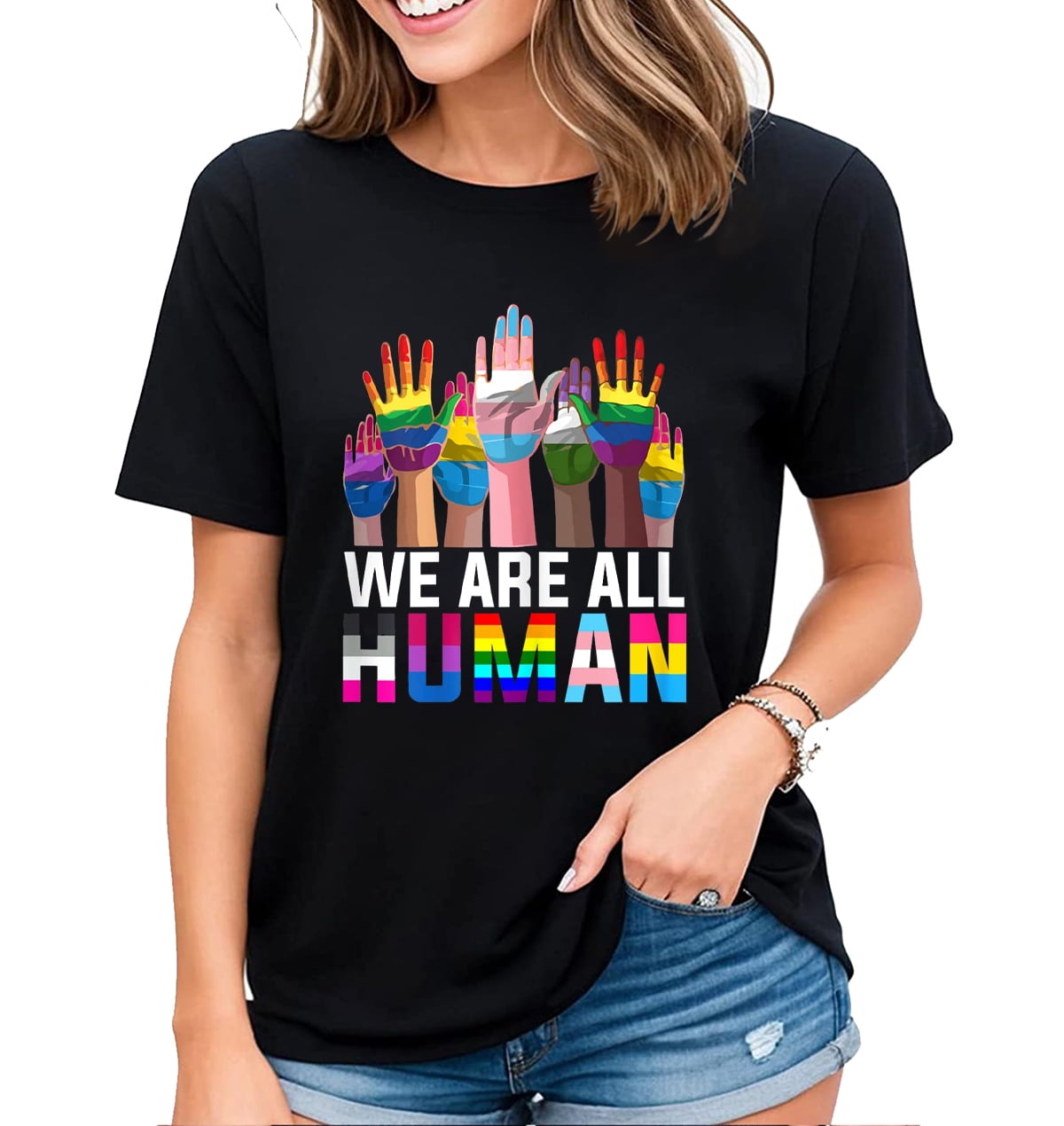 We are all Human LGBT Flag Gay Pride Month Transgender Flag T-Shirt for ...