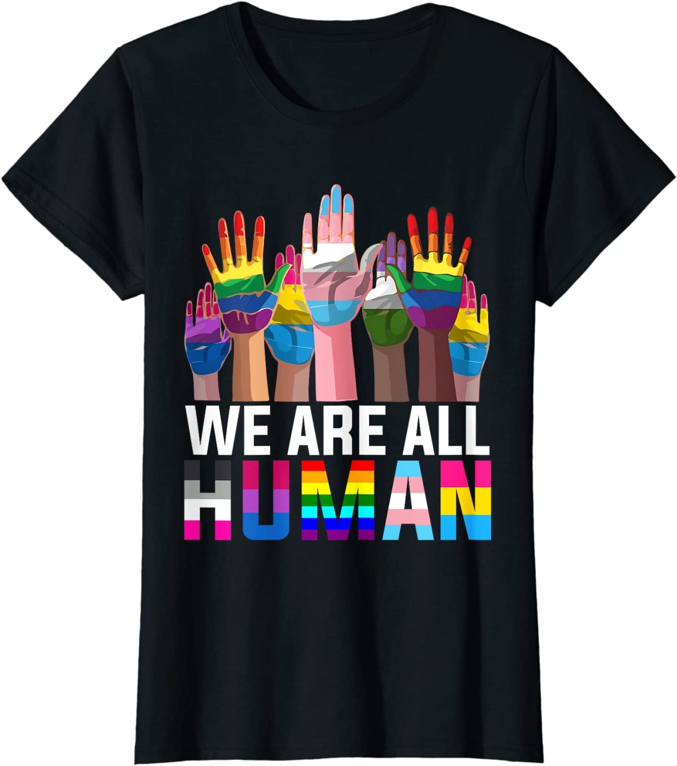 We are all Human LGBT Flag Gay Pride Month Transgender Flag T-Shirt for ...