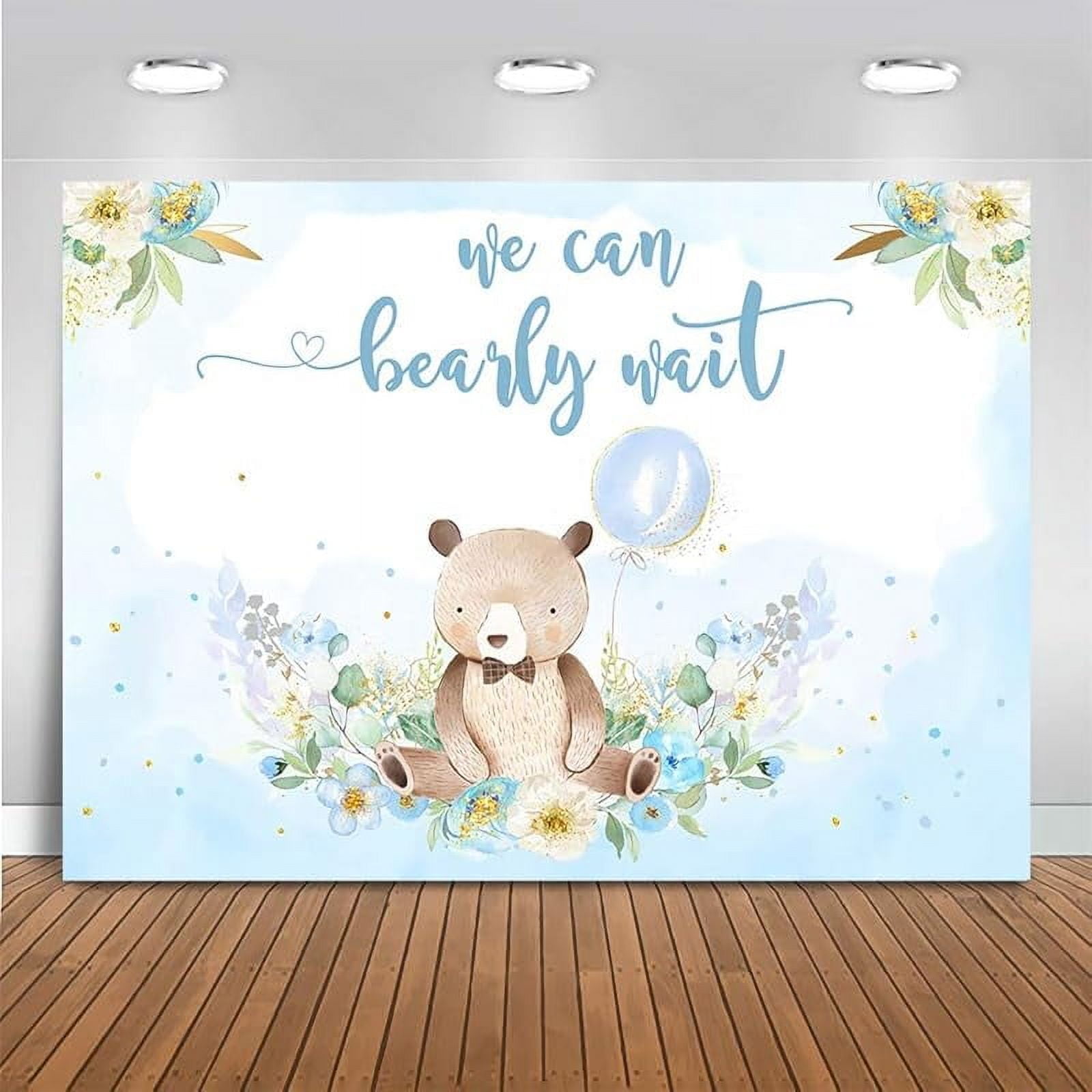 We can Bearly Wait Baby Shower Backdrop Woodland Bear Baby Shower Party ...