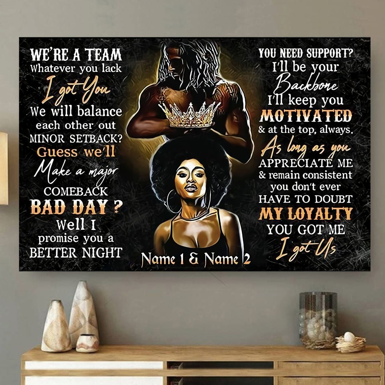 We’re A Team Afro Couple King And Queen Poster 24 x 36 Inch Poster ...